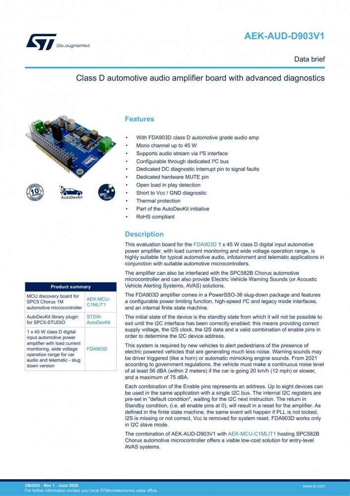 AEK-AUD-D903V1 technical document page 1