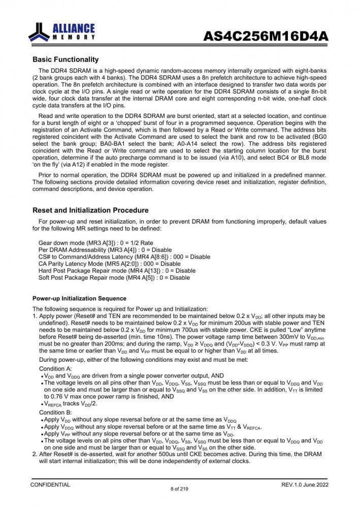 AS4C256M16D4A-75BCN datasheet page 8