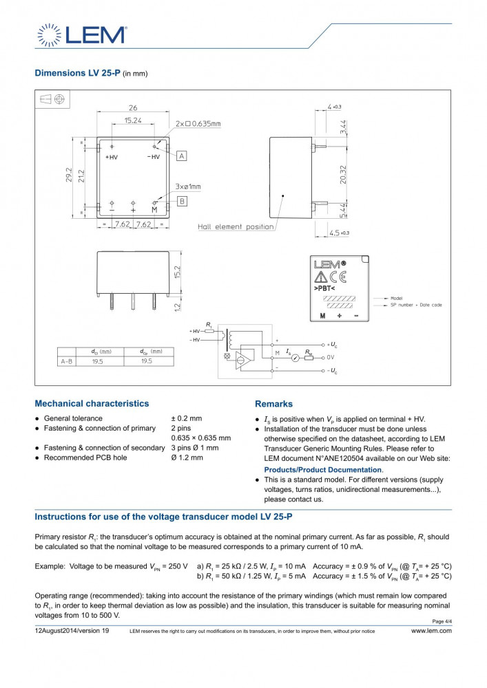 LEM LV25-P datasheet page 4