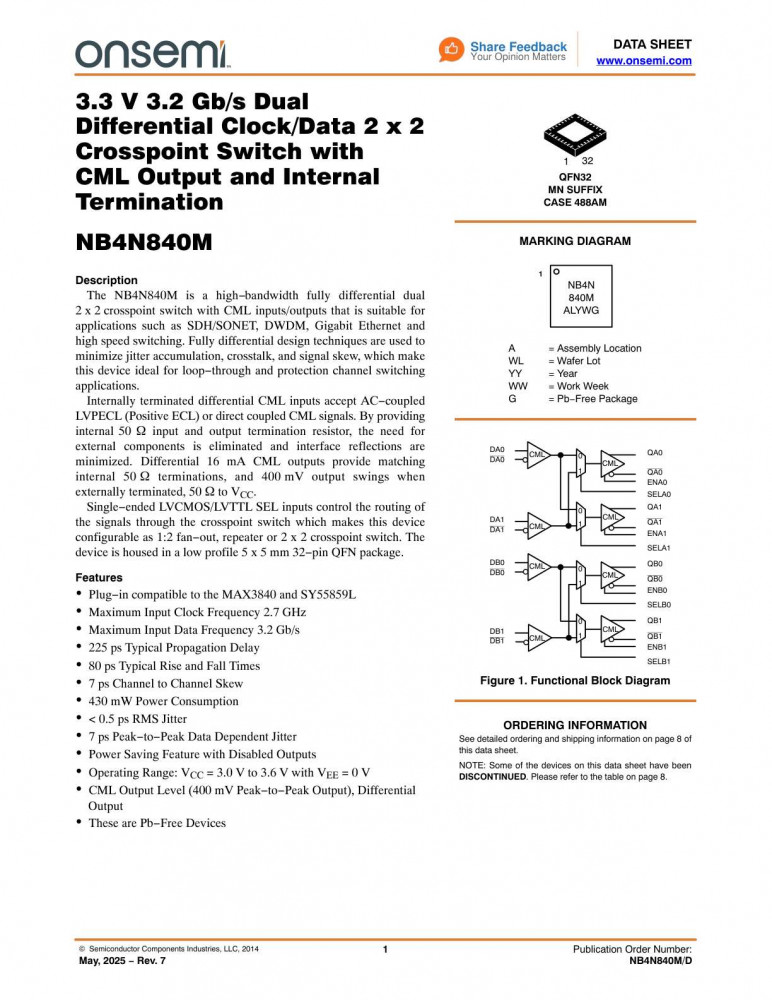 NB4N840M datasheet page 1
