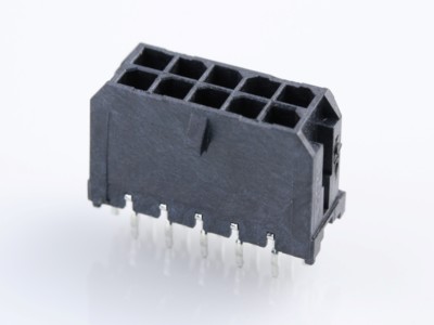 Micro-Fit 3.0 Vertical Header, 3.00mm Pitch, Dual Row, 10 Circuits, with  PCB Press-fit Metal Retention Clip, 1.52µm Matte Tin Plating, Glow-Wire Capable, Black for sale
