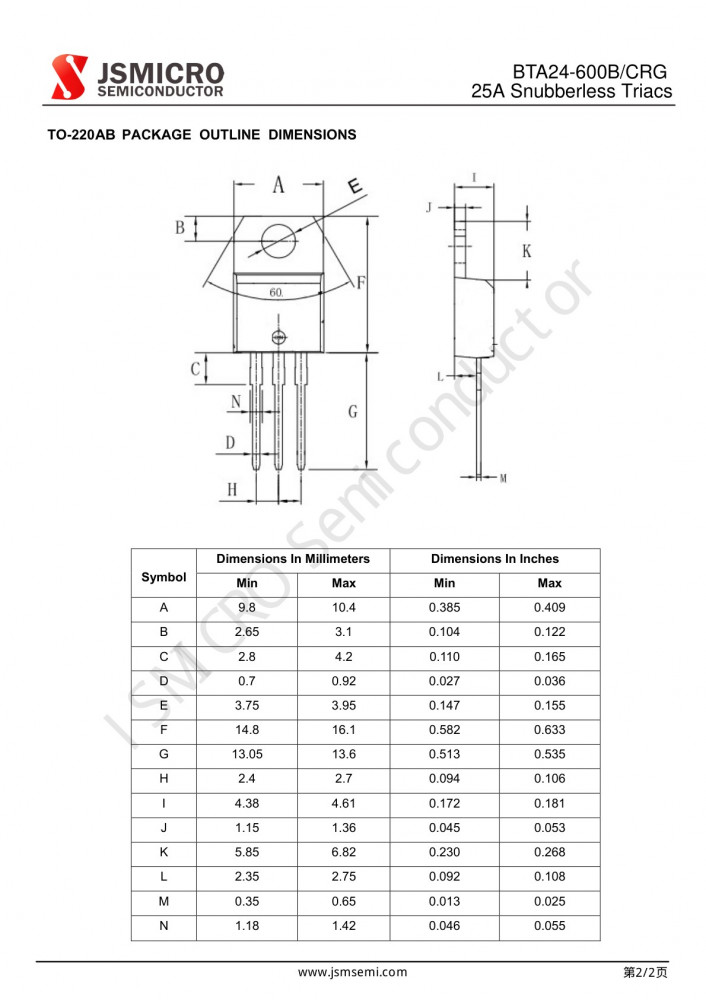 JSMSEMI BTA24-600B datasheet page 2