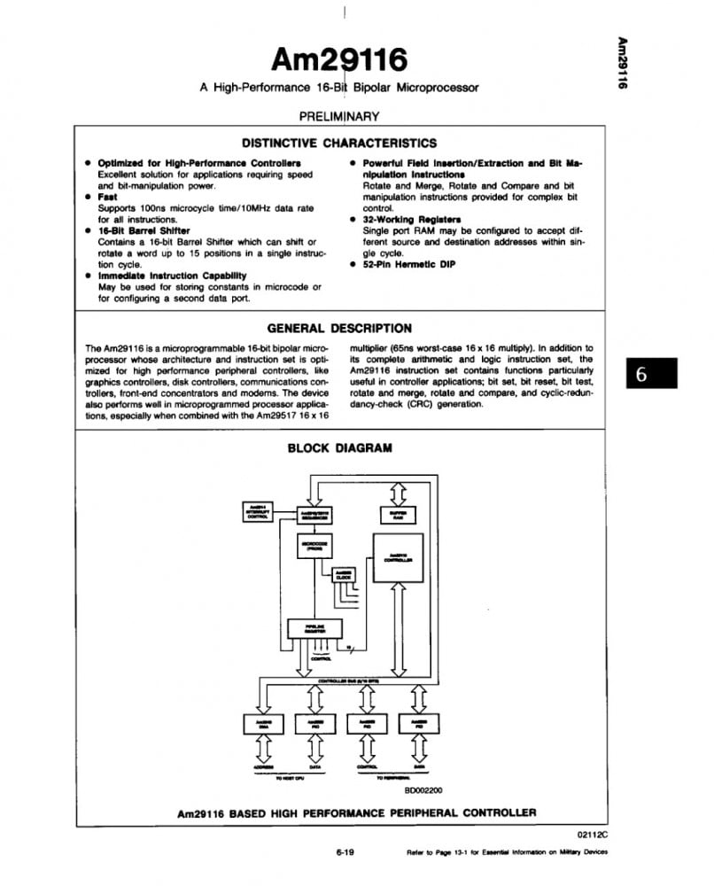 AM29116DC datasheet page 1