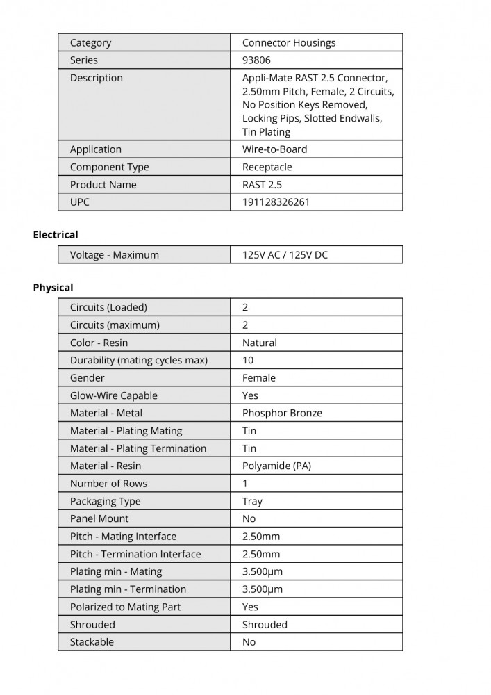 Product document image 2 for MOLEX 938069001