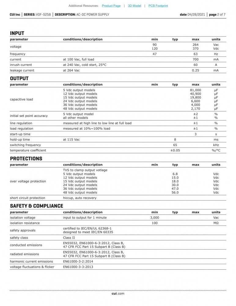 VOF-S25B-24 datasheet page 2