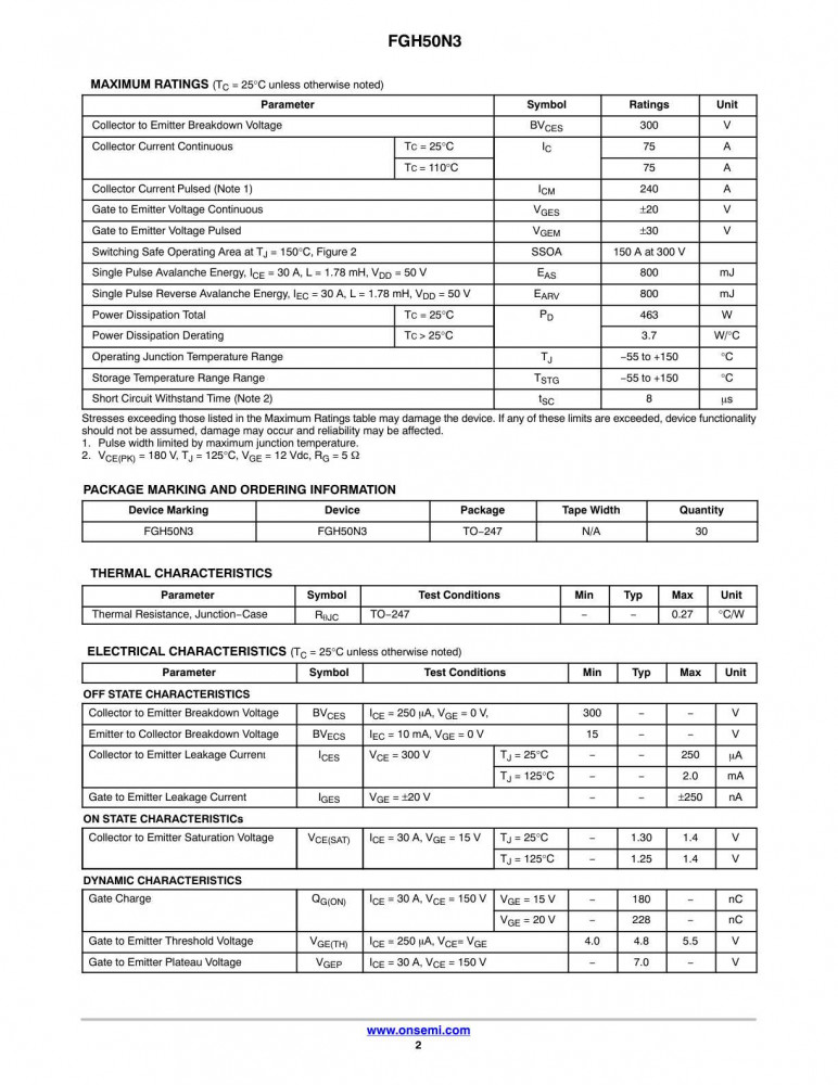 FGH50N3 datasheet page 2