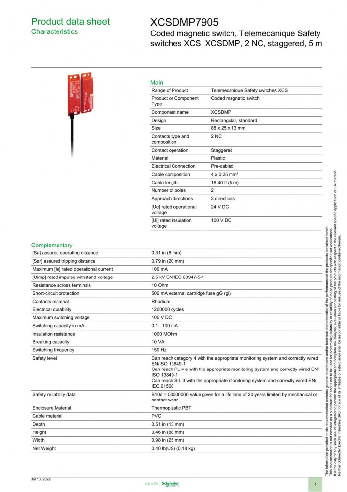 XCSDMP7905 technical document page 1
