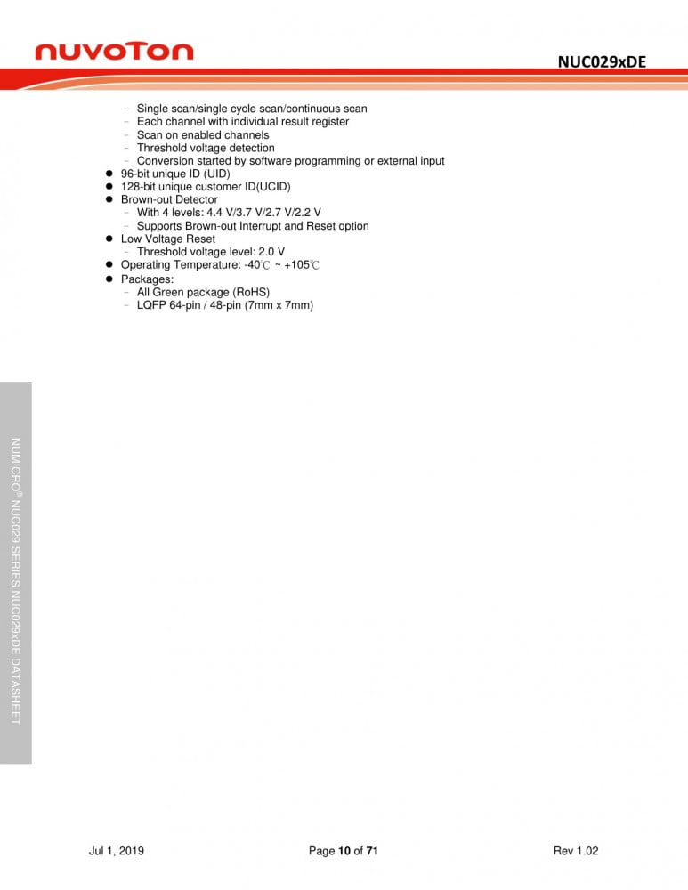 NUC029SDE datasheet page 10