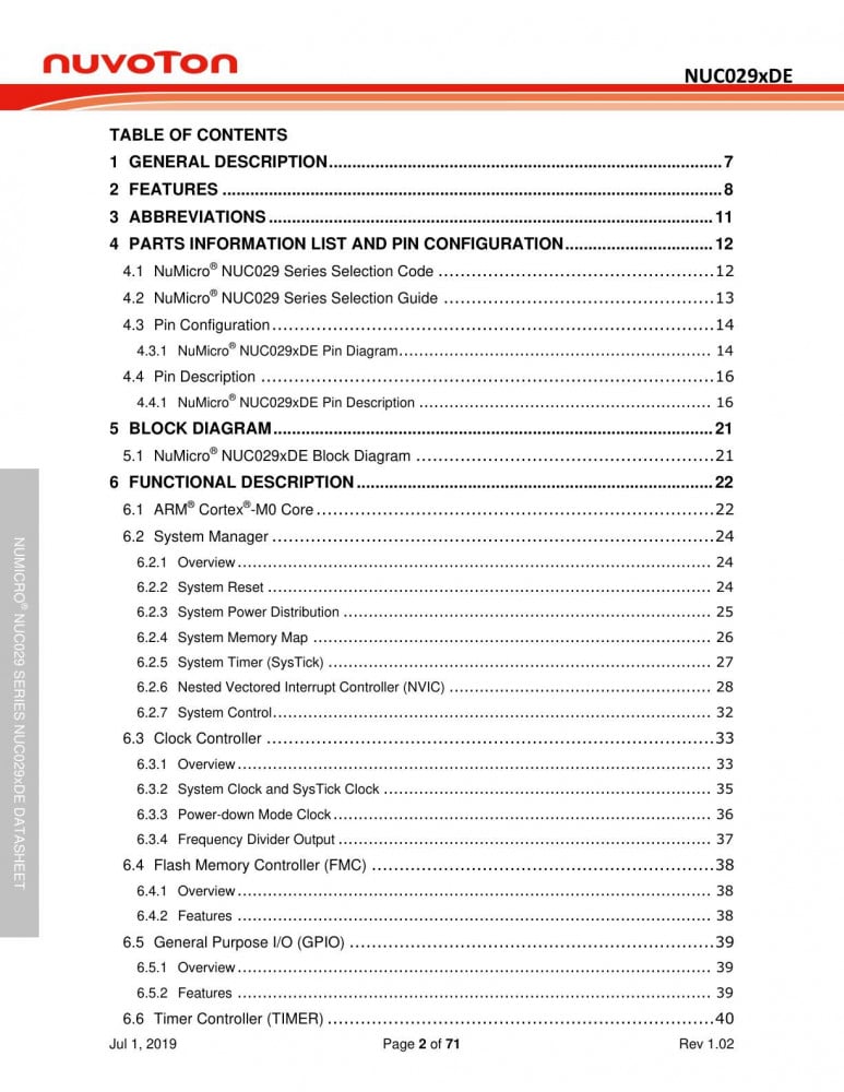 NUC029SDE datasheet page 2