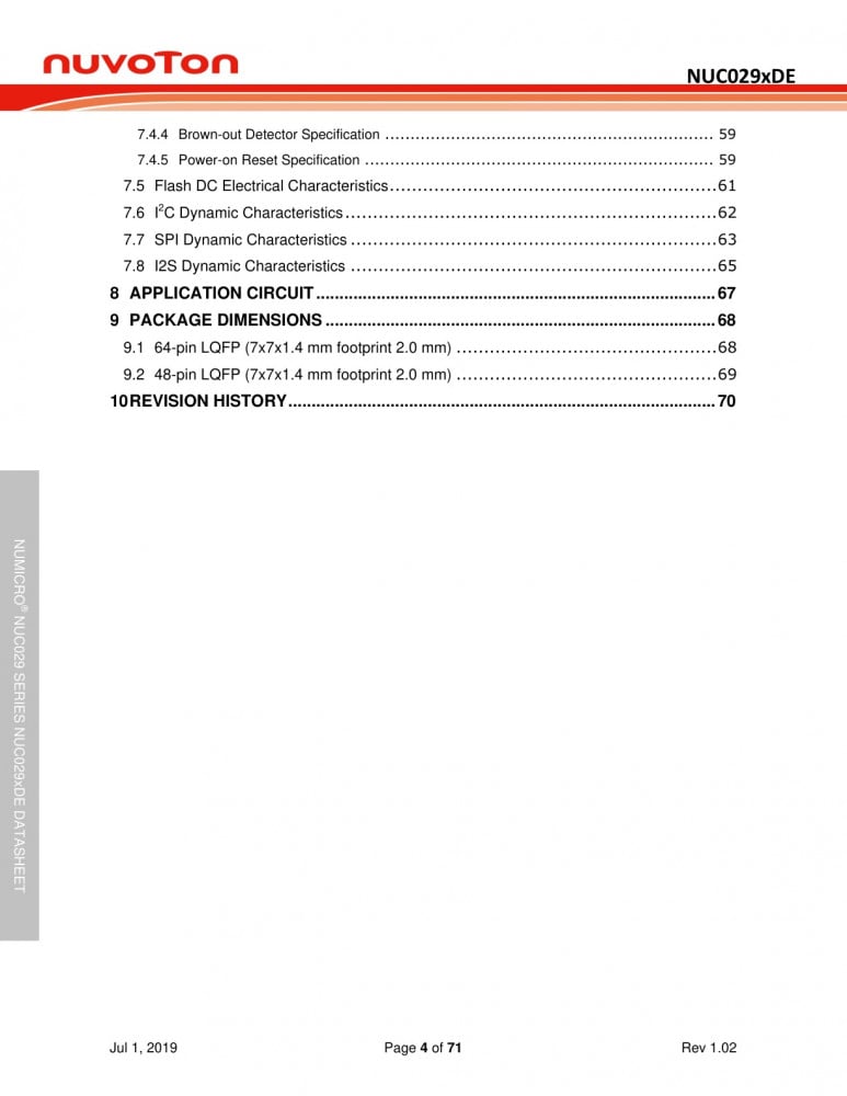 NUC029SDE datasheet page 4