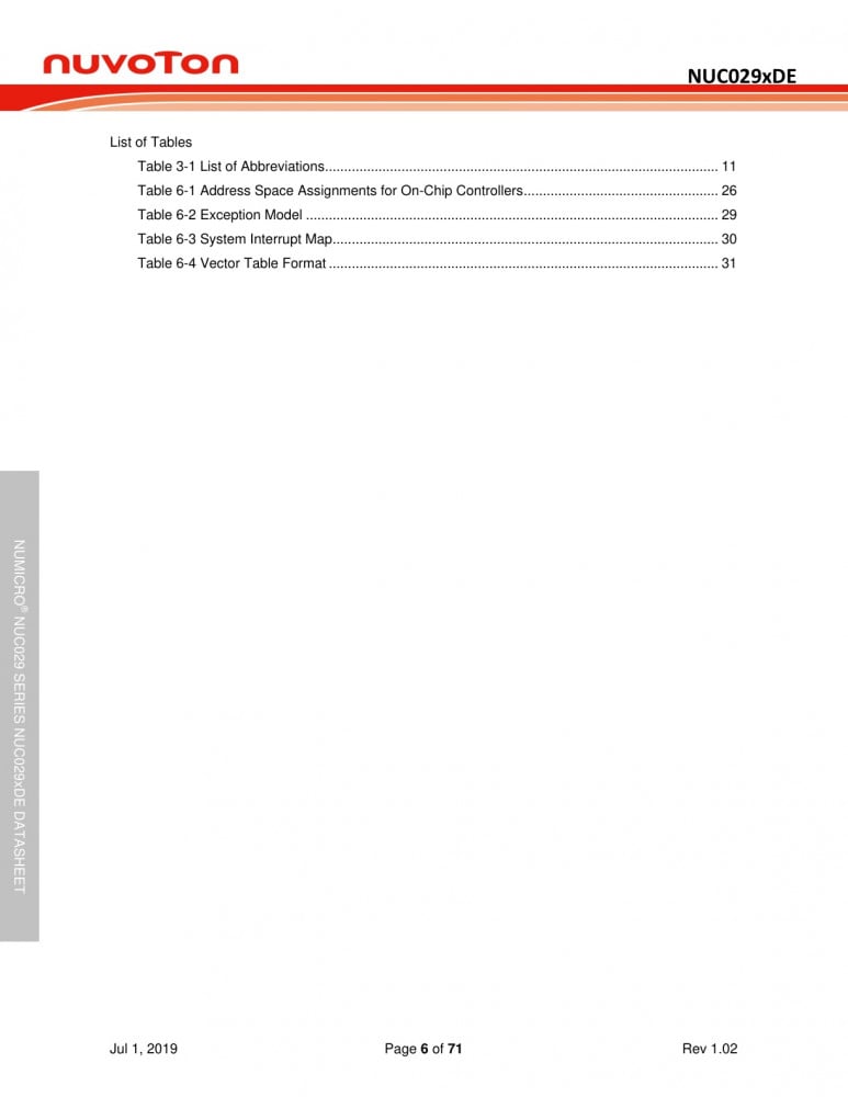 NUC029SDE datasheet page 6