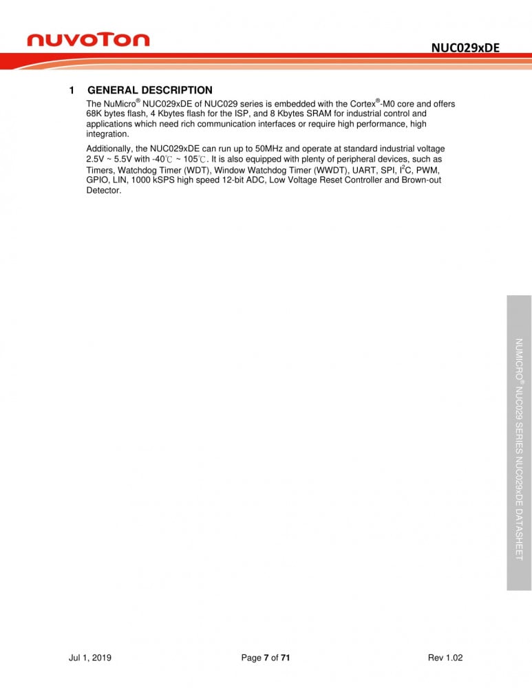 NUC029SDE datasheet page 7