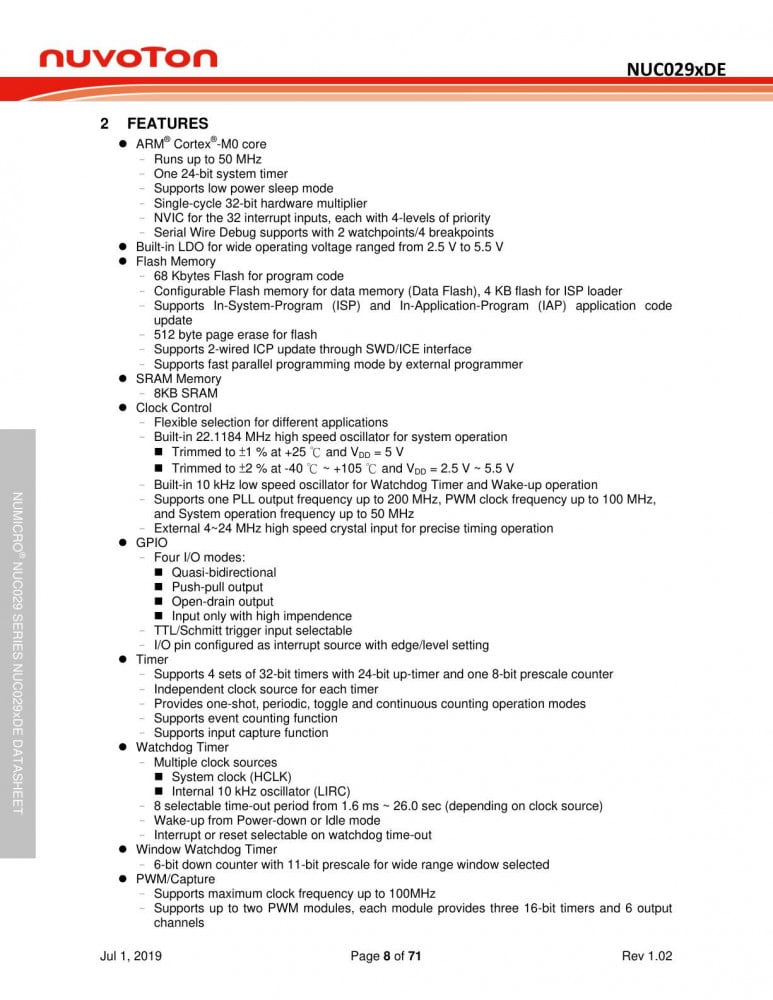 NUC029SDE datasheet page 8