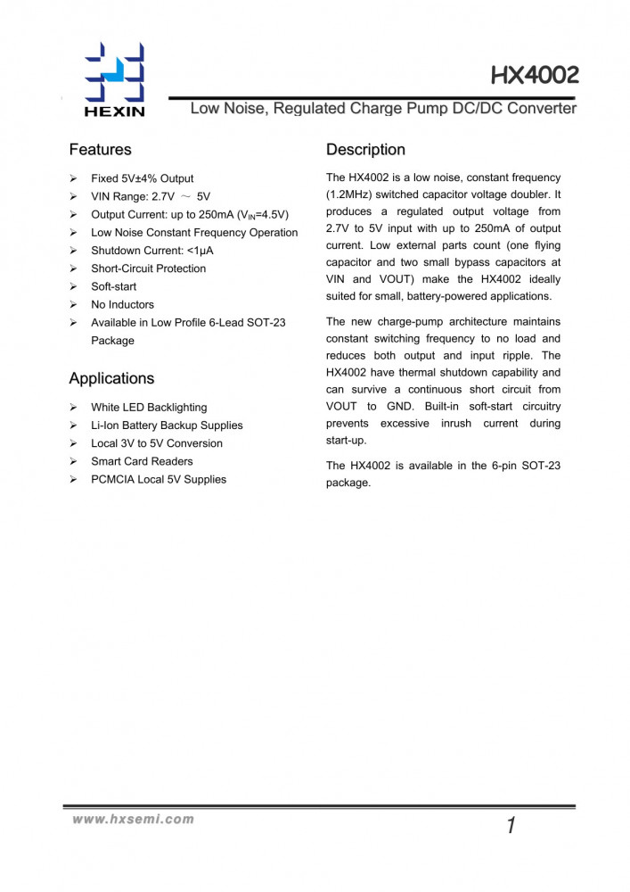 HX4002-MFC datasheet page 1
