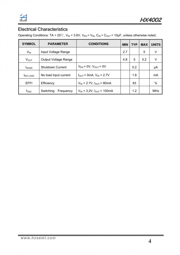 HX4002-MFC datasheet page 4