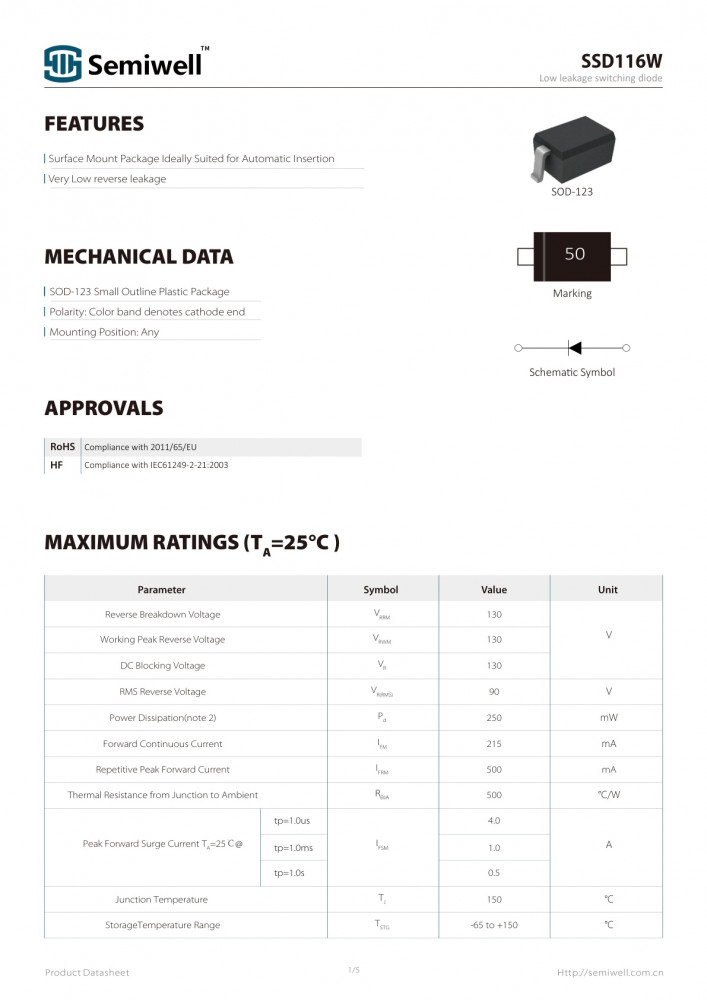 SSD116W datasheet page 1