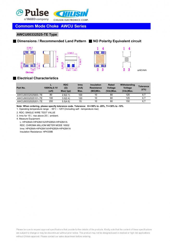 Chilisin AWCU series datasheet page 10