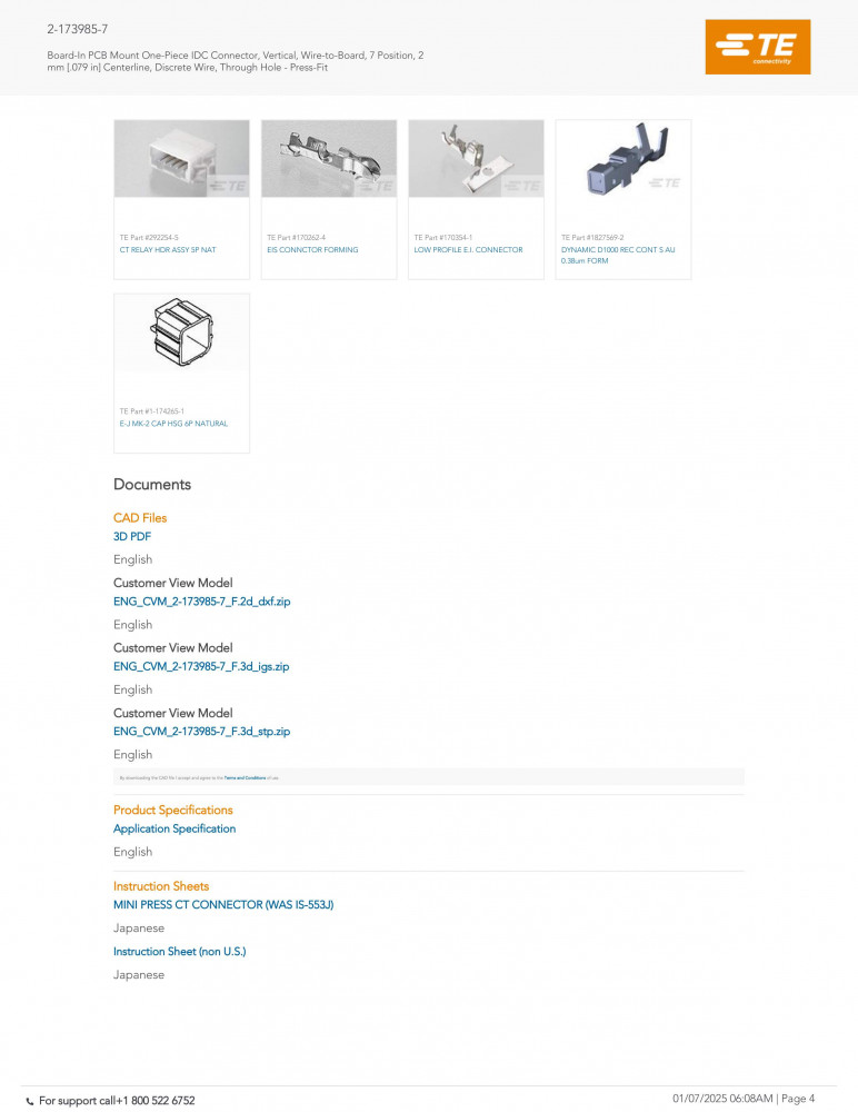 TE Connectivity 2-173985-7 technical document page 4