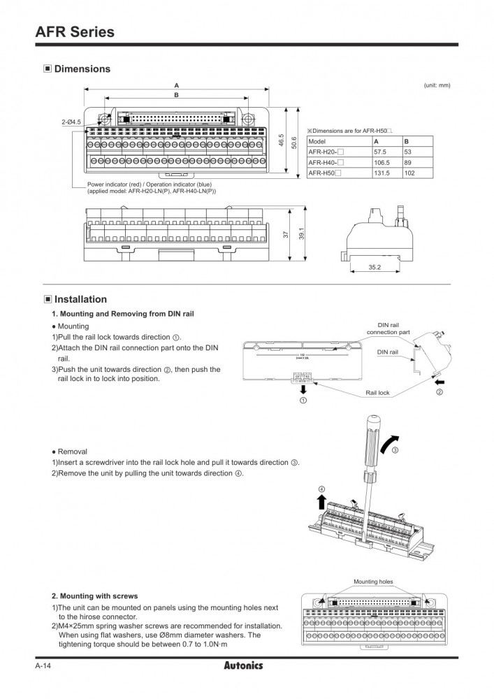 AFR Series product document page 2