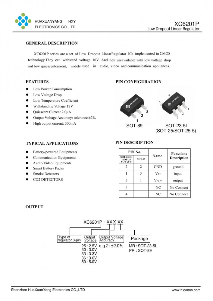 XC6201P series datasheet page 1