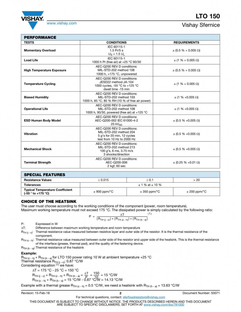 Vishay LTO150 datasheet page 2