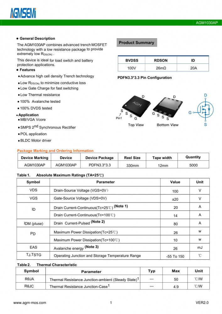 AGM1030AP datasheet page 1