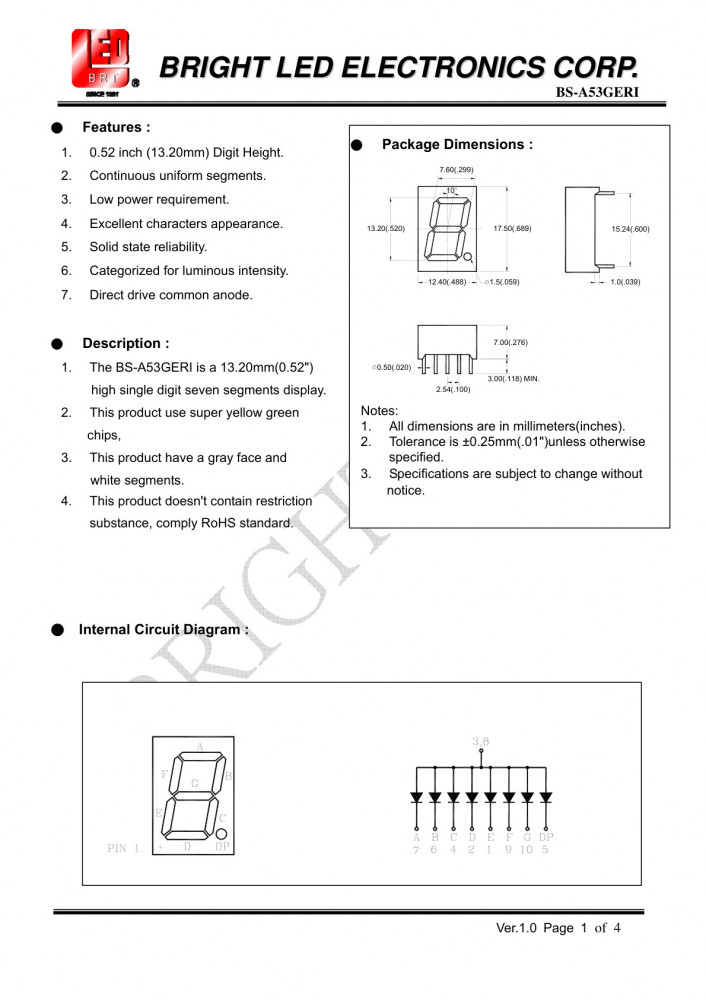 BS-A53GERI datasheet page 1