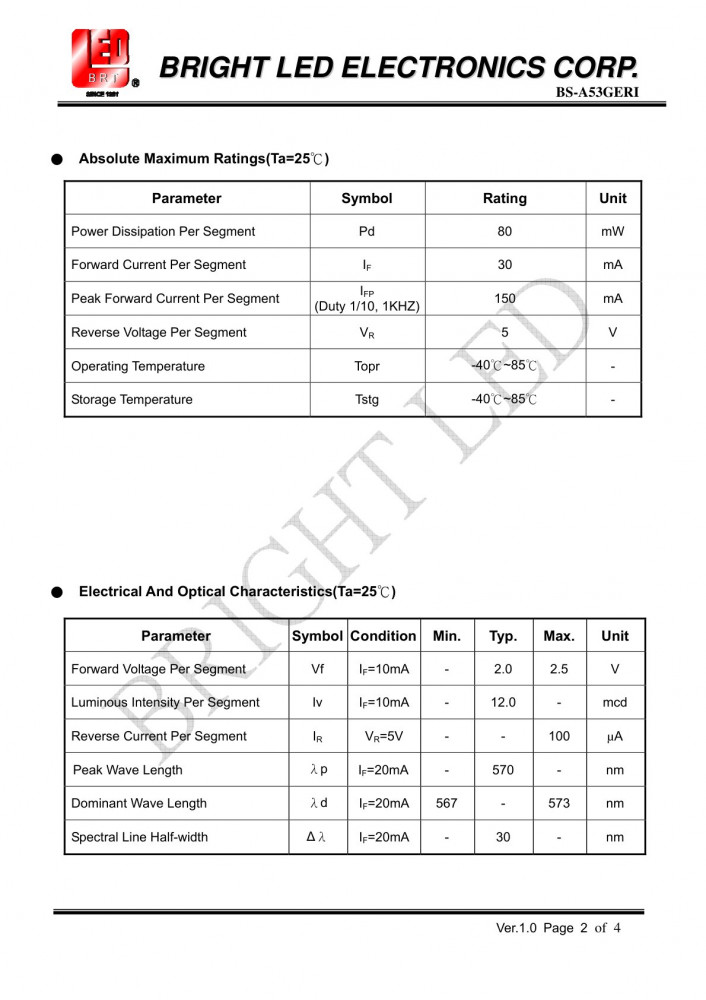 BS-A53GERI datasheet page 2