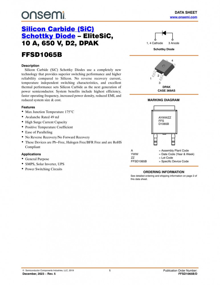 FFSD1065B datasheet page 1