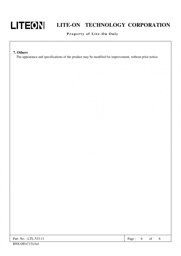 LTL-533-11 datasheet supplementary page