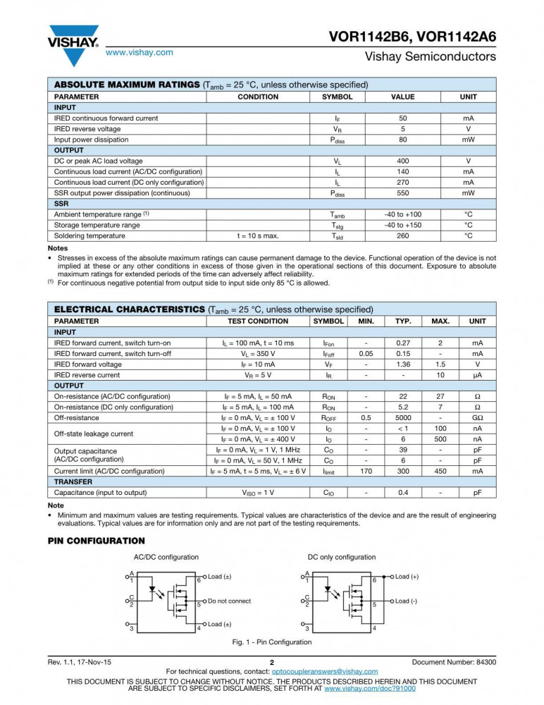 VOR1142 datasheet page 2