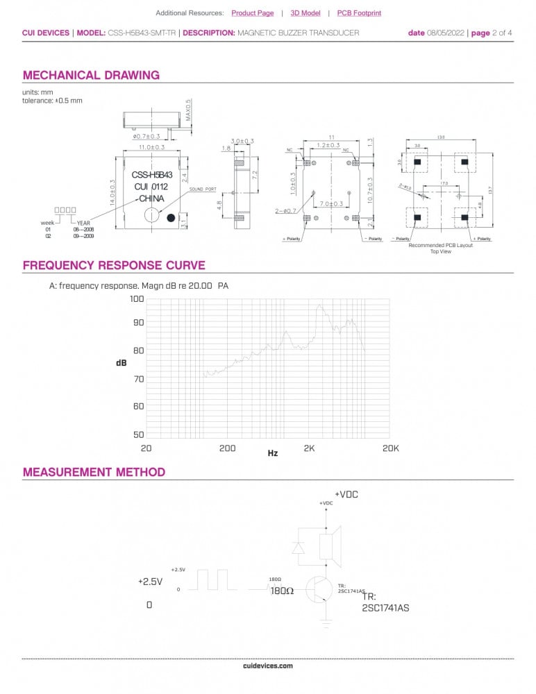 CSS-H5B43-SMT-TR datasheet page 2