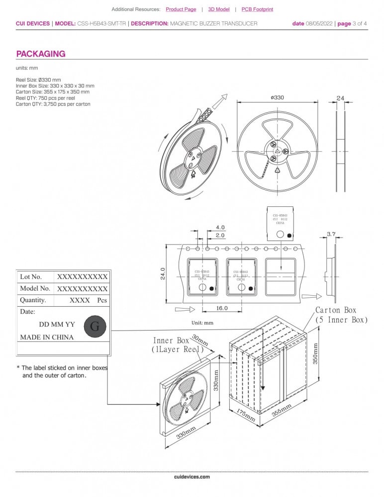 CSS-H5B43-SMT-TR datasheet page 3