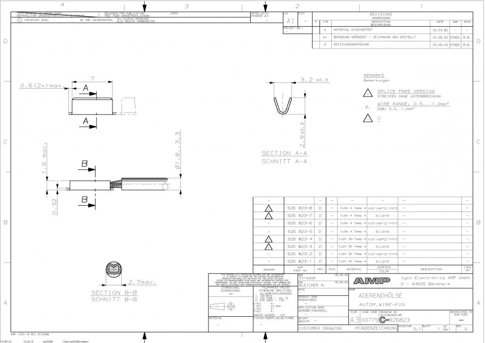 TE Connectivity 926823-2 technical drawing page