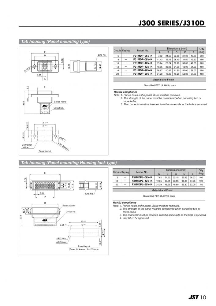 JST J300 series technical document page 10