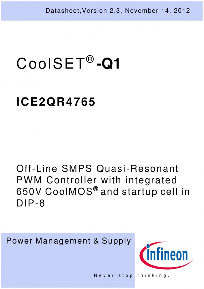 ICE2QR4765 datasheet page 1