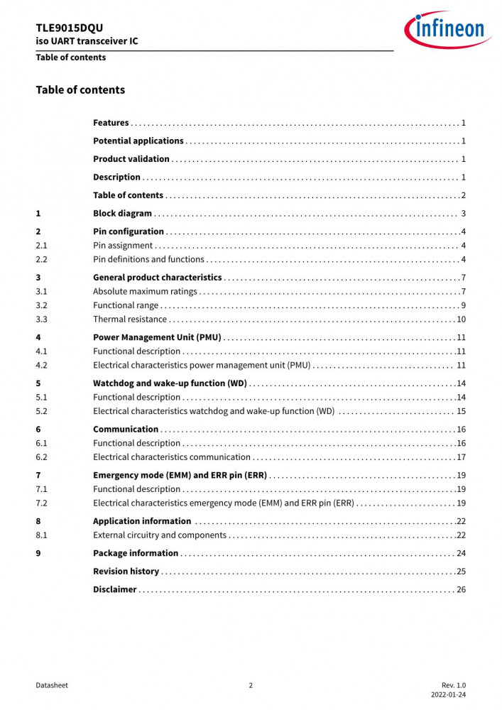 TLE9015DQU datasheet page 2