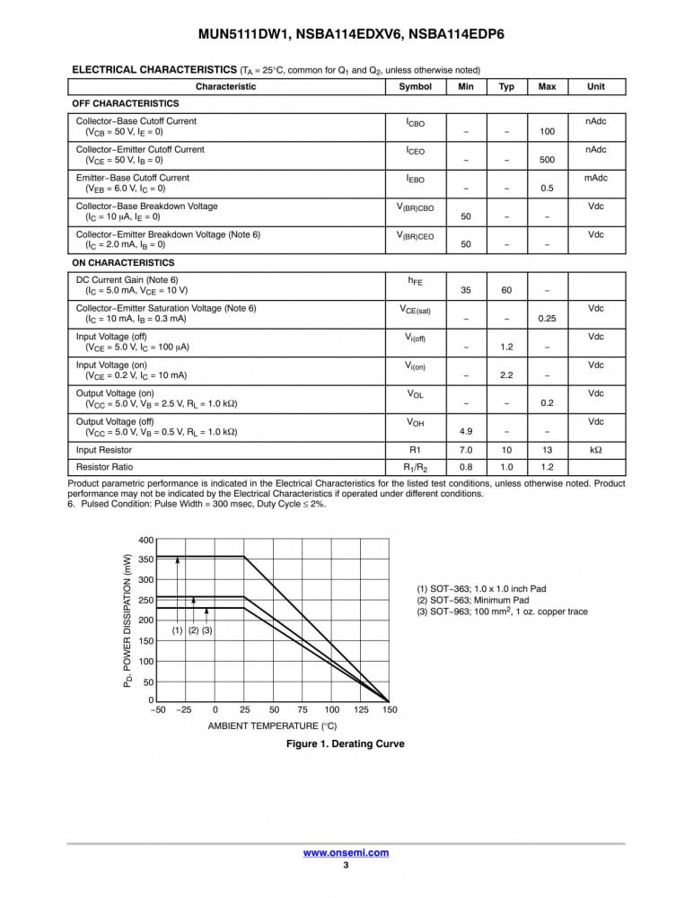 NSBA114EDP6T5G technical document page 3