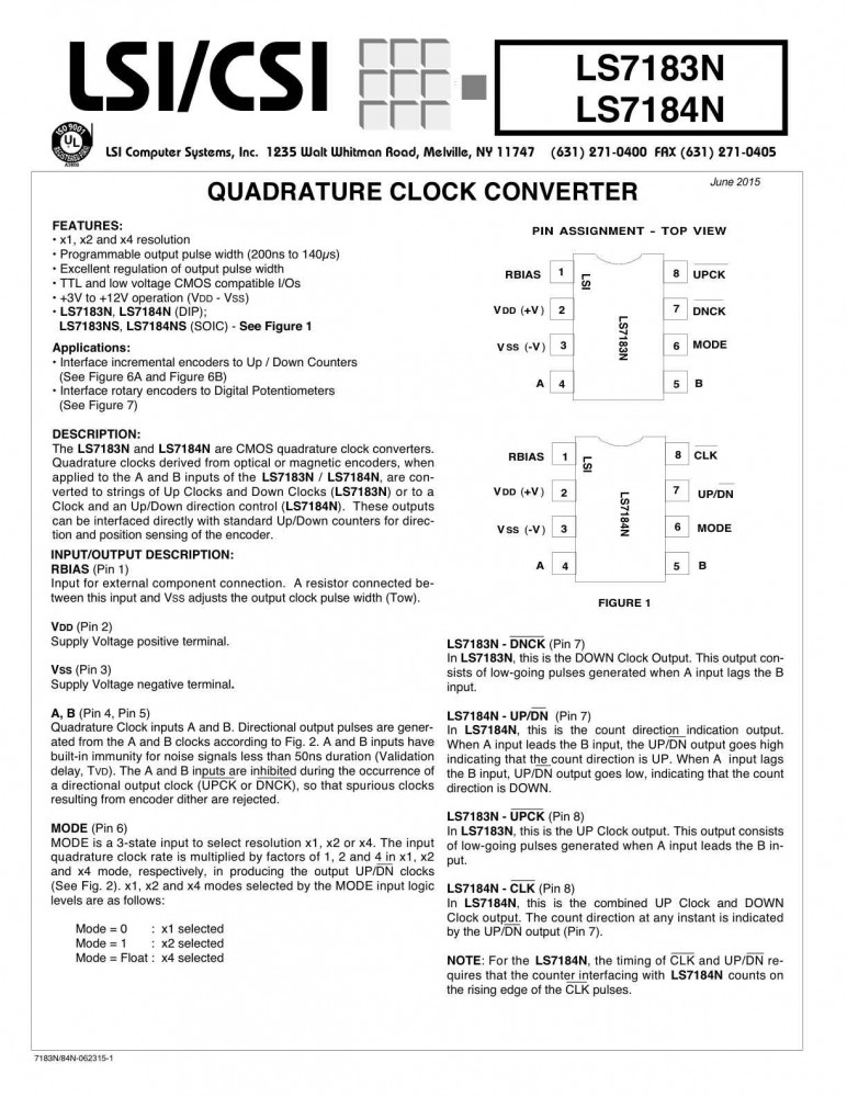 LS7183N datasheet page 1