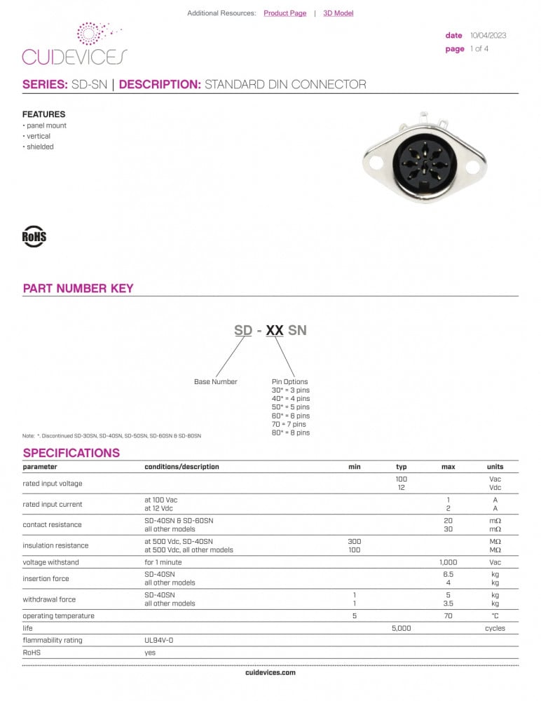 CUI SD-80SN datasheet page 1