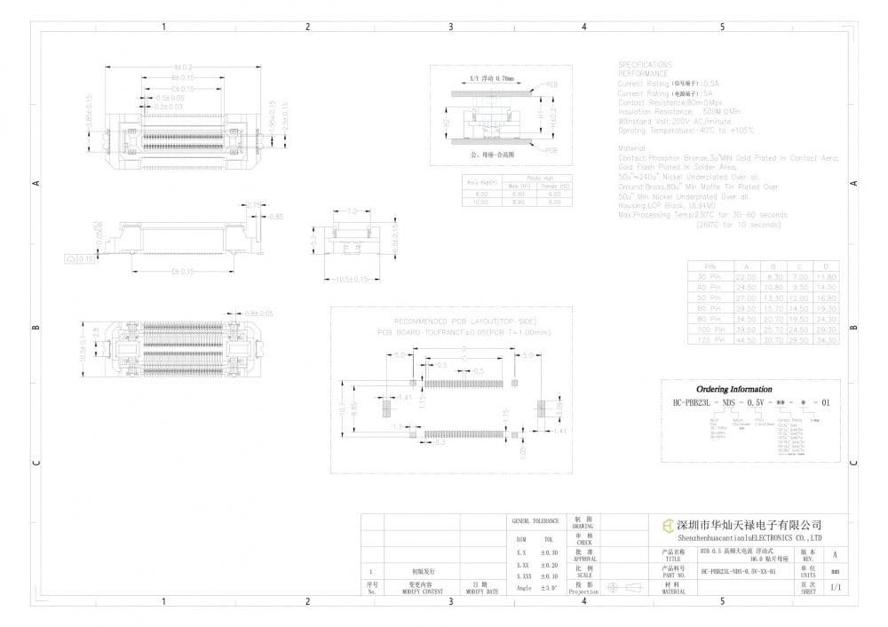 HCTL HC-PBB23L connector technical drawing preview