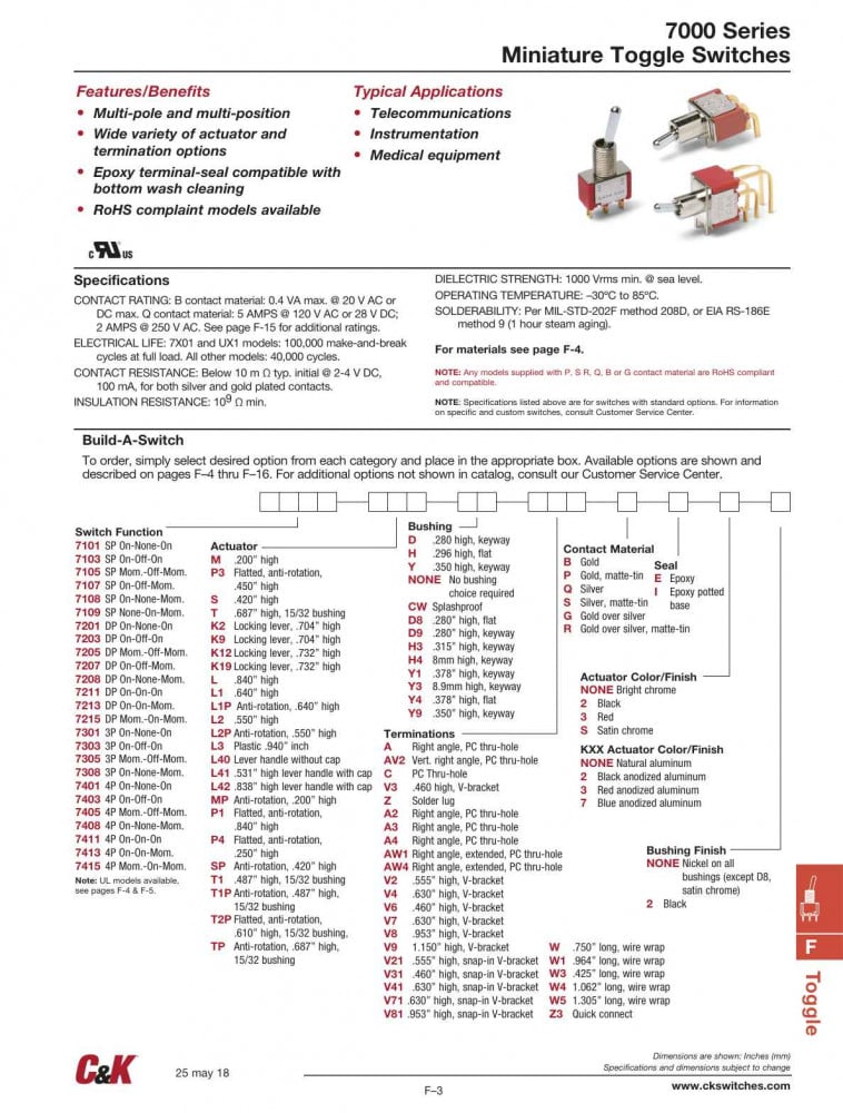 C&K 7000 Series datasheet page 1