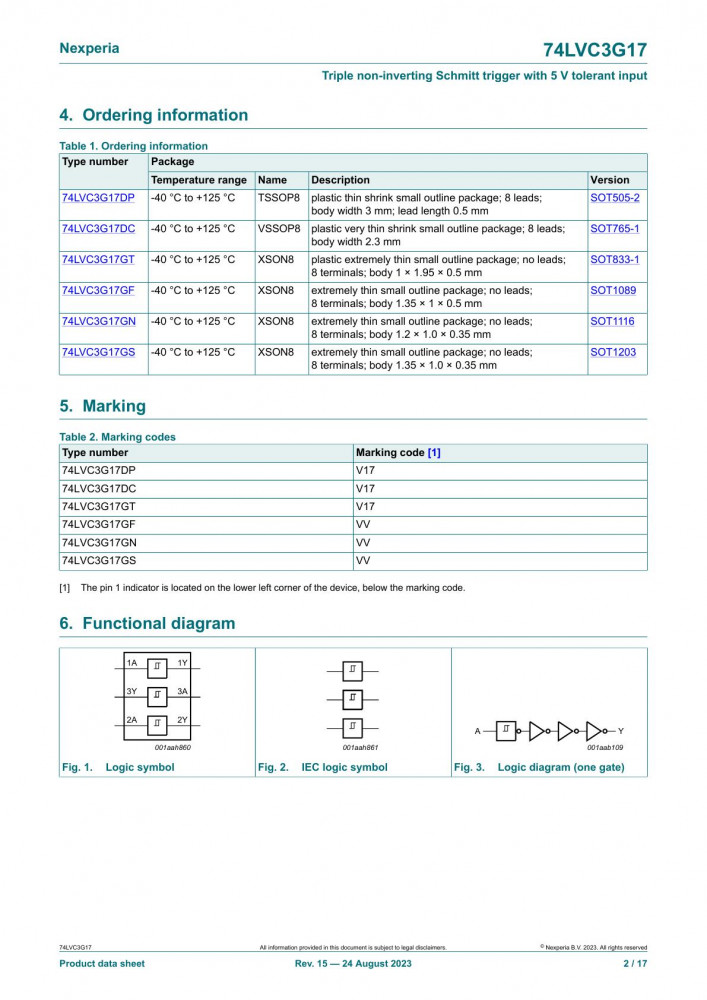 74LVC3G17GS,115 datasheet page 2
