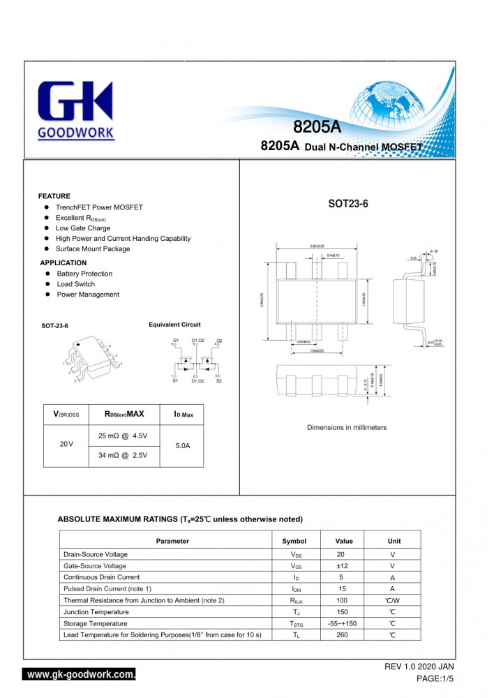 GOODWORK 8205A datasheet page 1