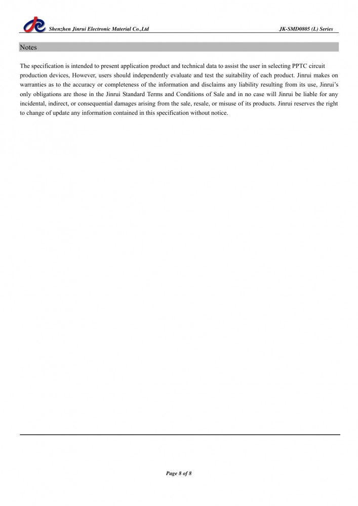 Jinrui JK-SMD0805 series datasheet page 8