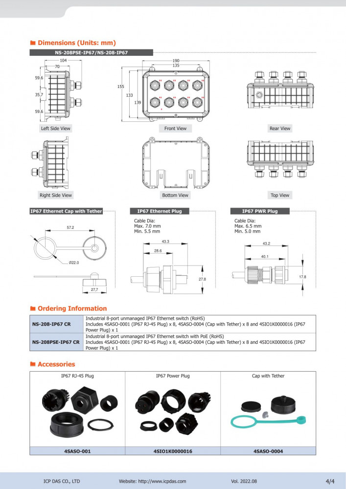 NS-208-IP67 technical document page 4