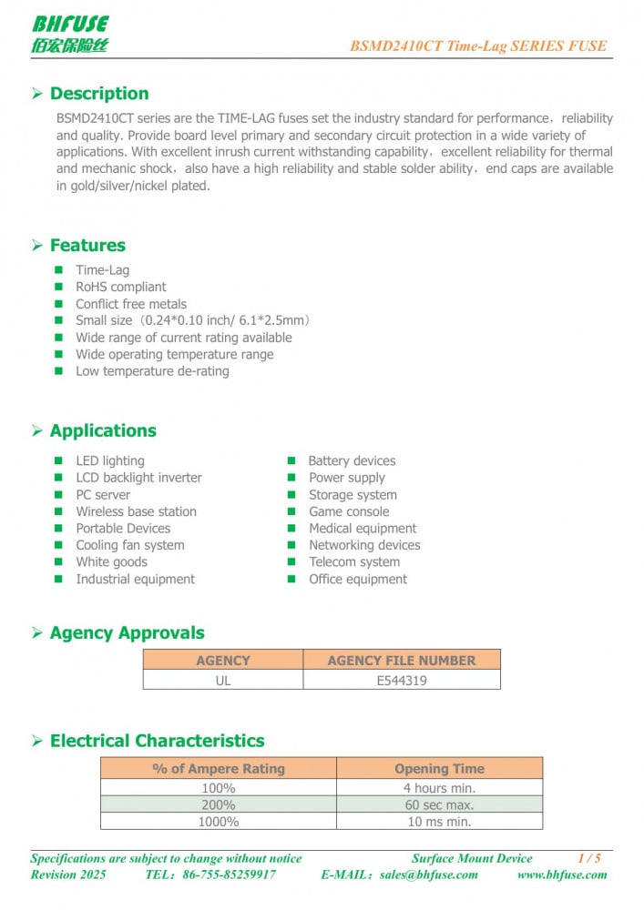 BSMD2410C series datasheet page 1