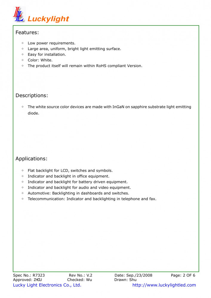 Datasheet page 2