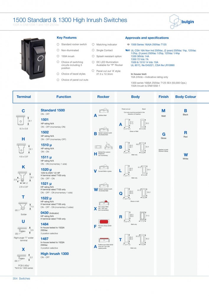 Bulgin switch specification page 1
