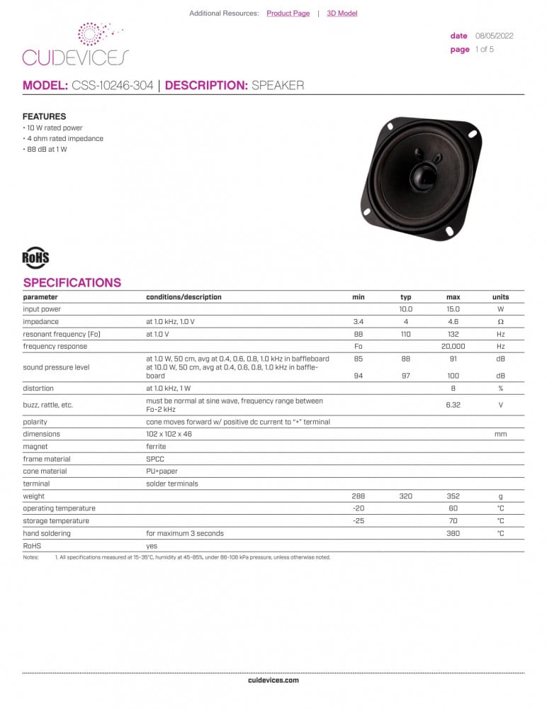 CSS-10246-304 datasheet page 1